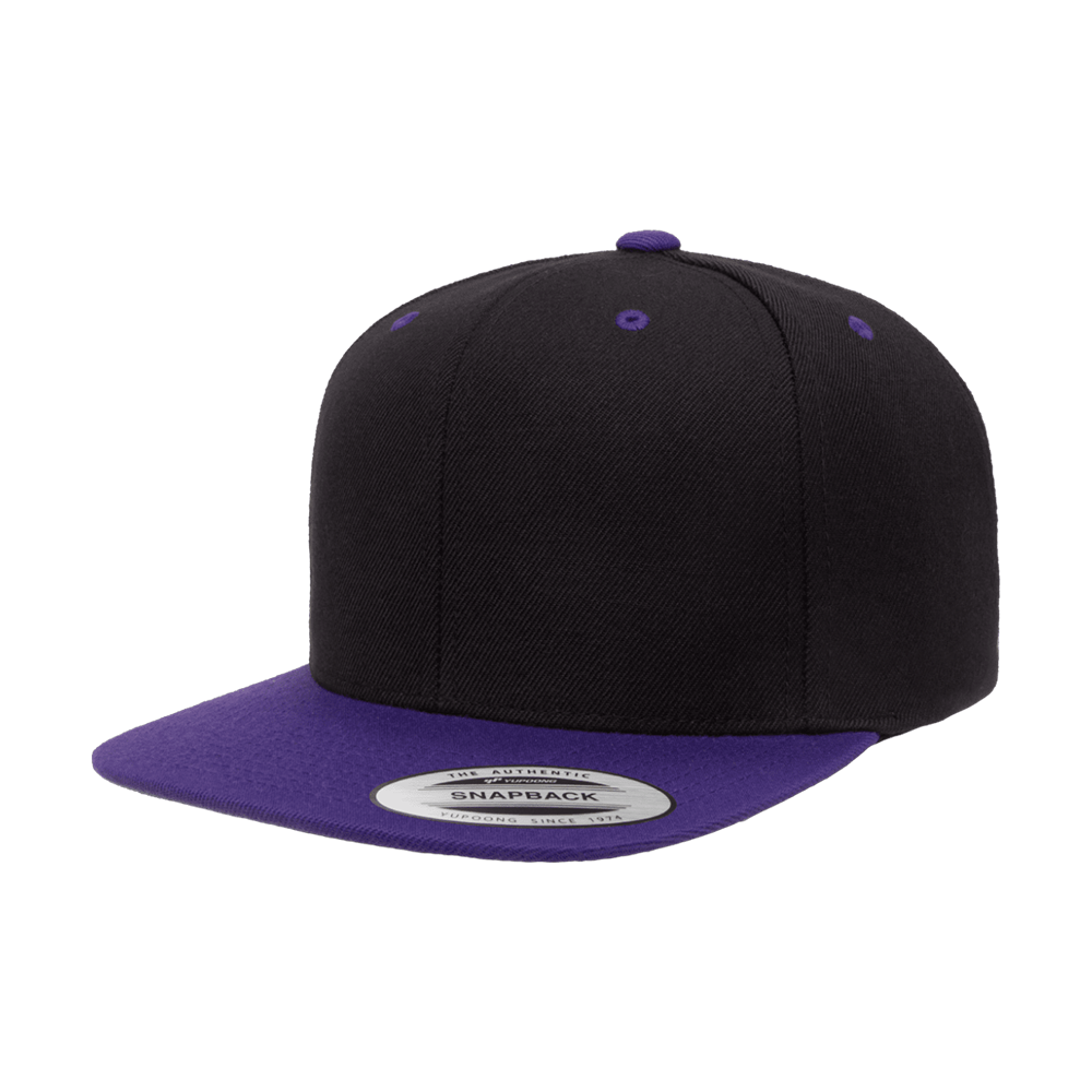 YP Classics® Premium Snapback Cap - 2 Tone 6089MT (Black/Purple)