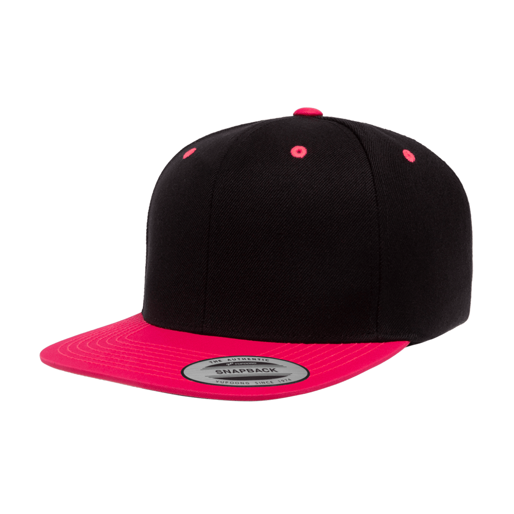 YP Classics® Premium Snapback Cap - 2 Tone 6089MT(Black/Neon Pink)