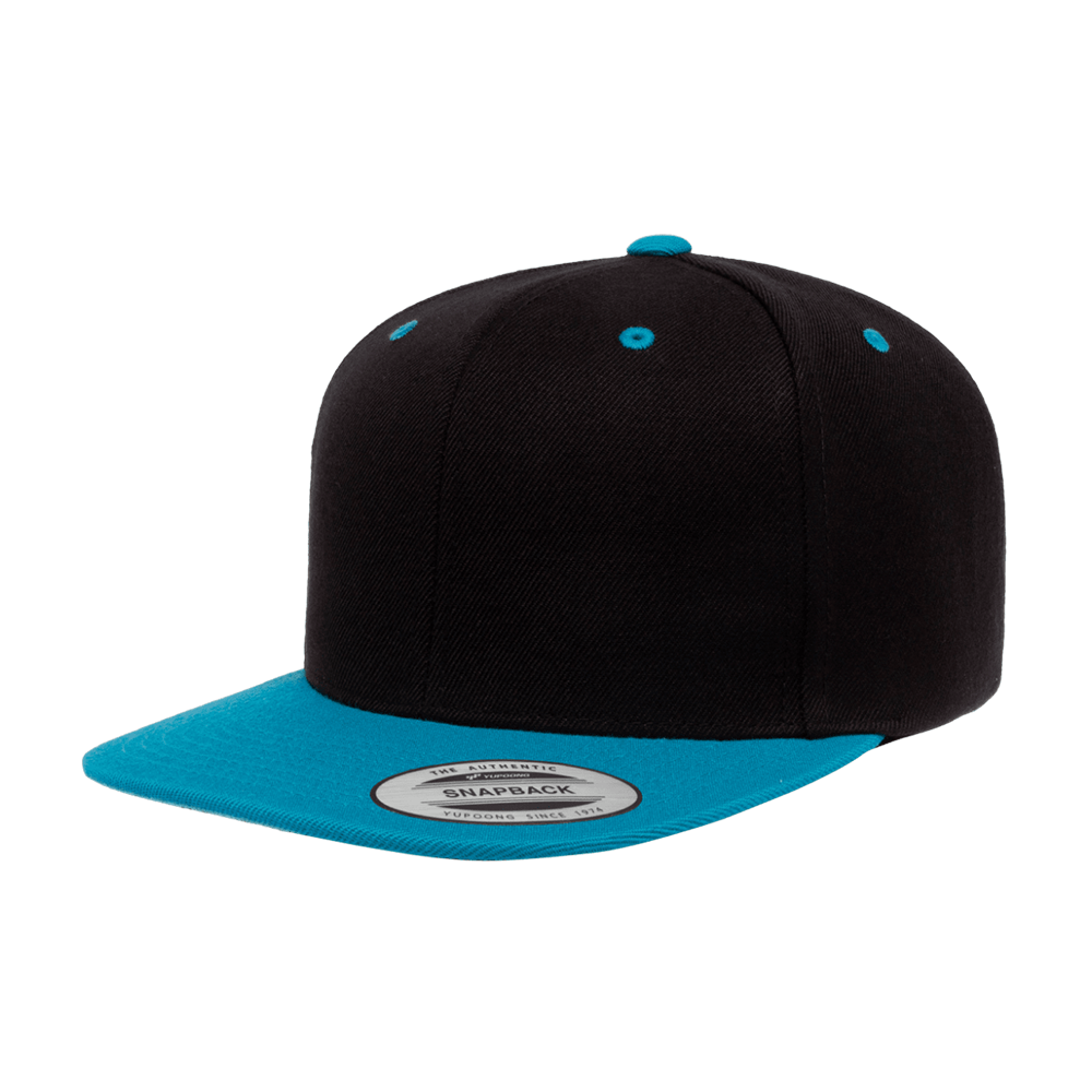 YP Classics® Premium Snapback Cap - 2 Tone 6089MT (Black/Teal)