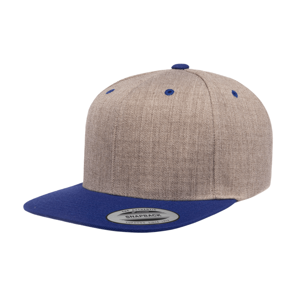 YP Classics® Premium Snapback Cap - 2 Tone 6089MT (Heather Grey/Royal)